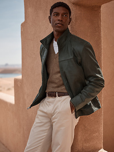 OVERLAND Marcus Lambskin Leather Zip-Front Jacket